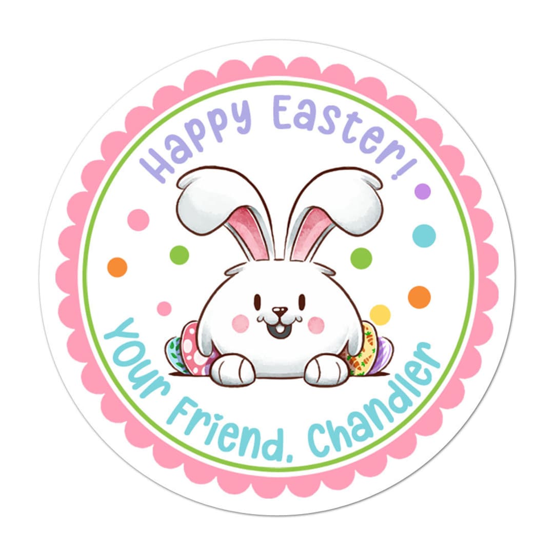 Happy Easter Stickers, Personalized Easter Bunny With Eggs Easter ...