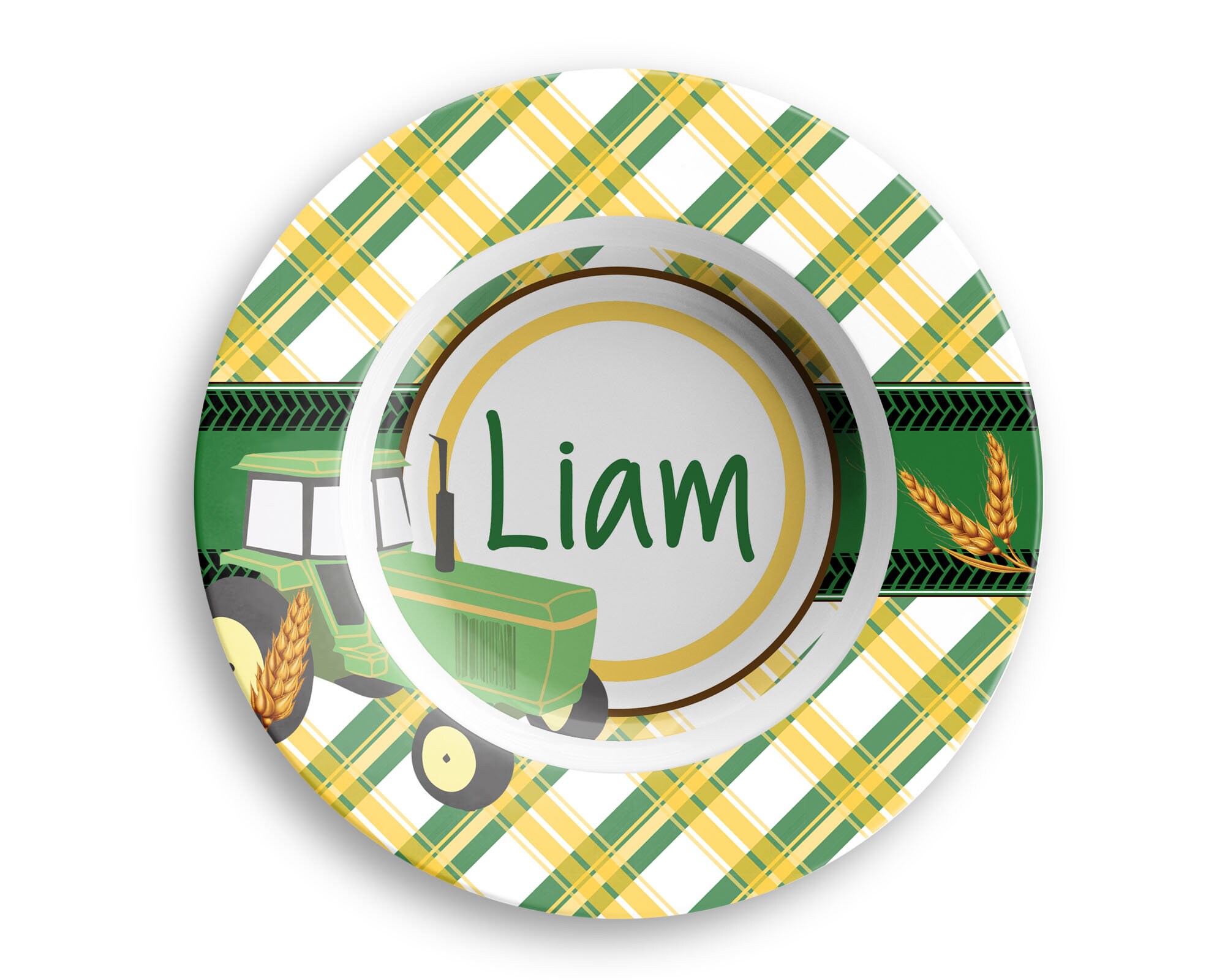 Kids Tractor Plate Set, Personalized Plate Set, Personalized Tractor ...