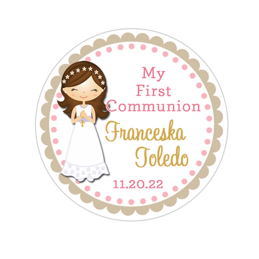 Personalized Communion Stickers, My First Communion, Baptism Stickers ...