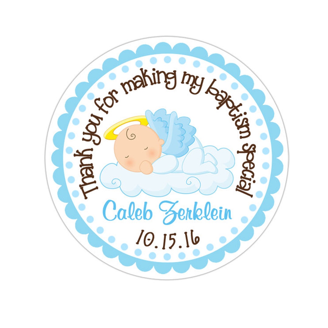 Baptism Stickers, Personalized Baptism Thank You Stickers - Angel Baby ...