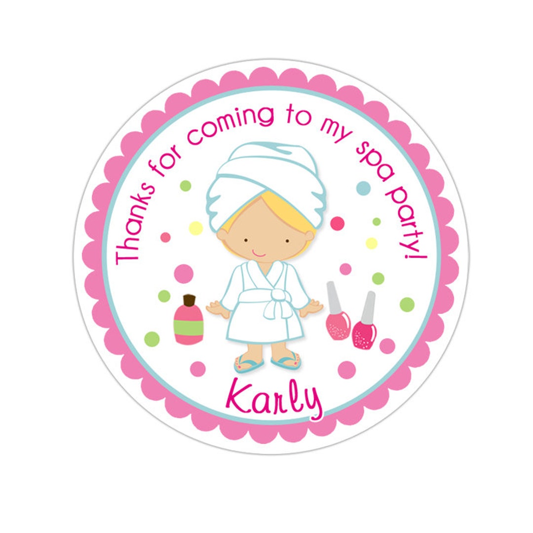 Spa Party Stickers, Spa Birthday Party, Spa Party Stickers ...