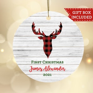 Personalized First Christmas Ornament, 1st Christmas Ornament, Rustic ...