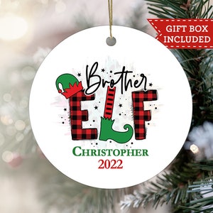 Personalized Brother Elf Ornament, Brother Christmas Ornament, Brother ...