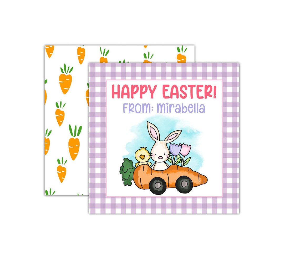 Personalized Happy Easter Tags, Easter Cards, Easter Bunny Gift Tags ...