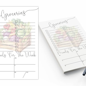 Grocery List Notepad, Grocery Notepad, Shopping List Notepad, Meal Plan ...
