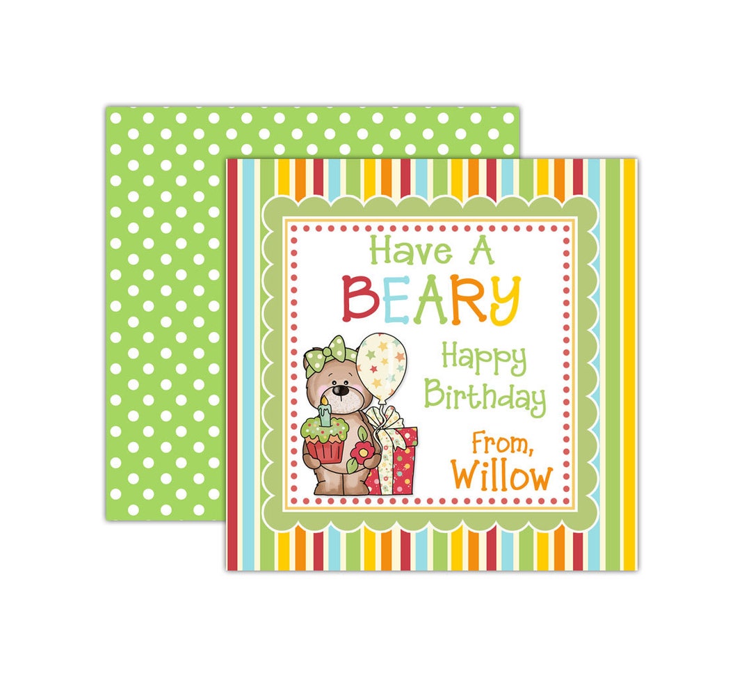 Personalized Teddy Bear Gift Tag, Beary Special Birthday Gift Tags ...