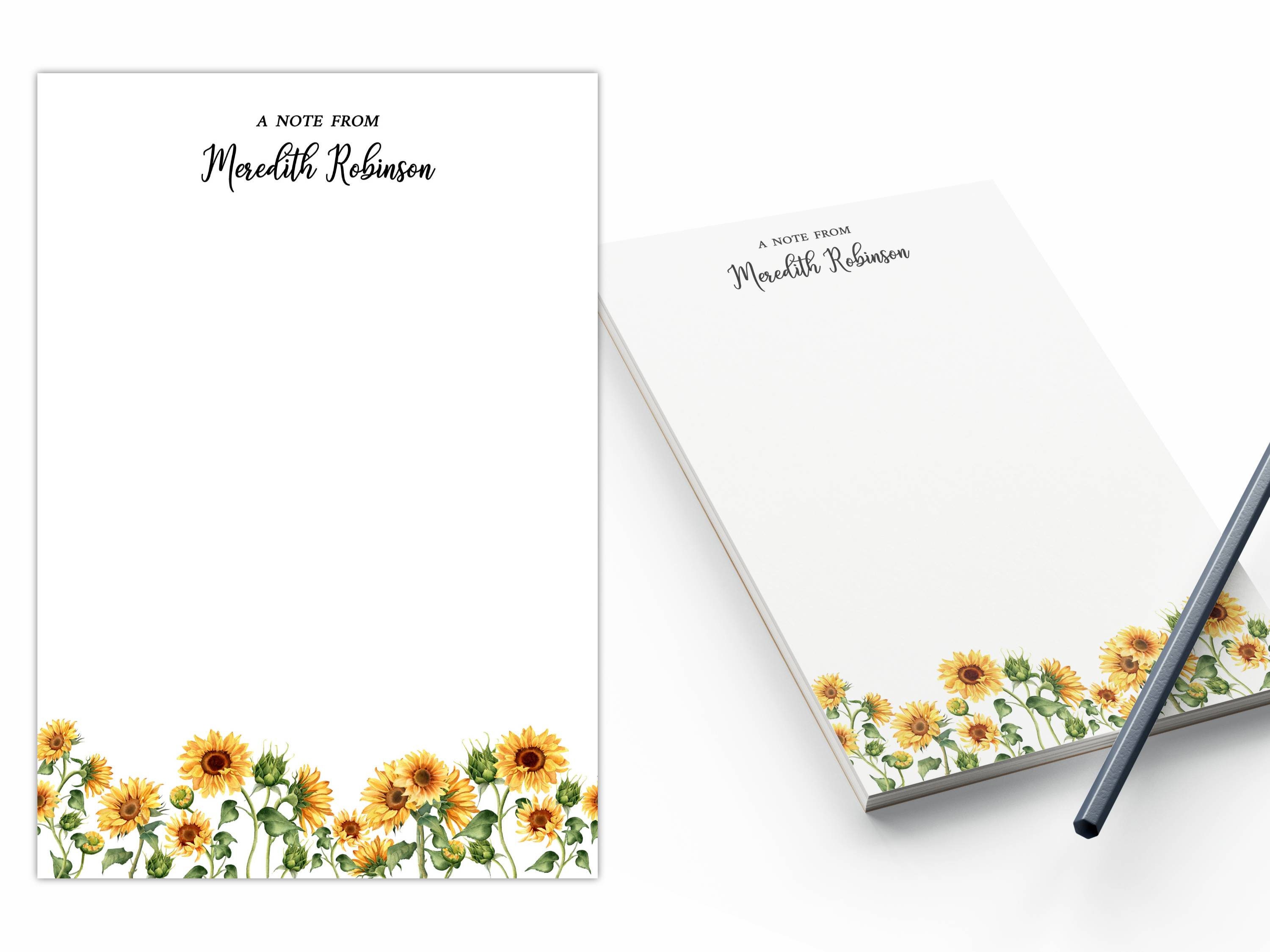 Personalized Notepad, Sunflower Notepad, Custom Notepad, Professional ...