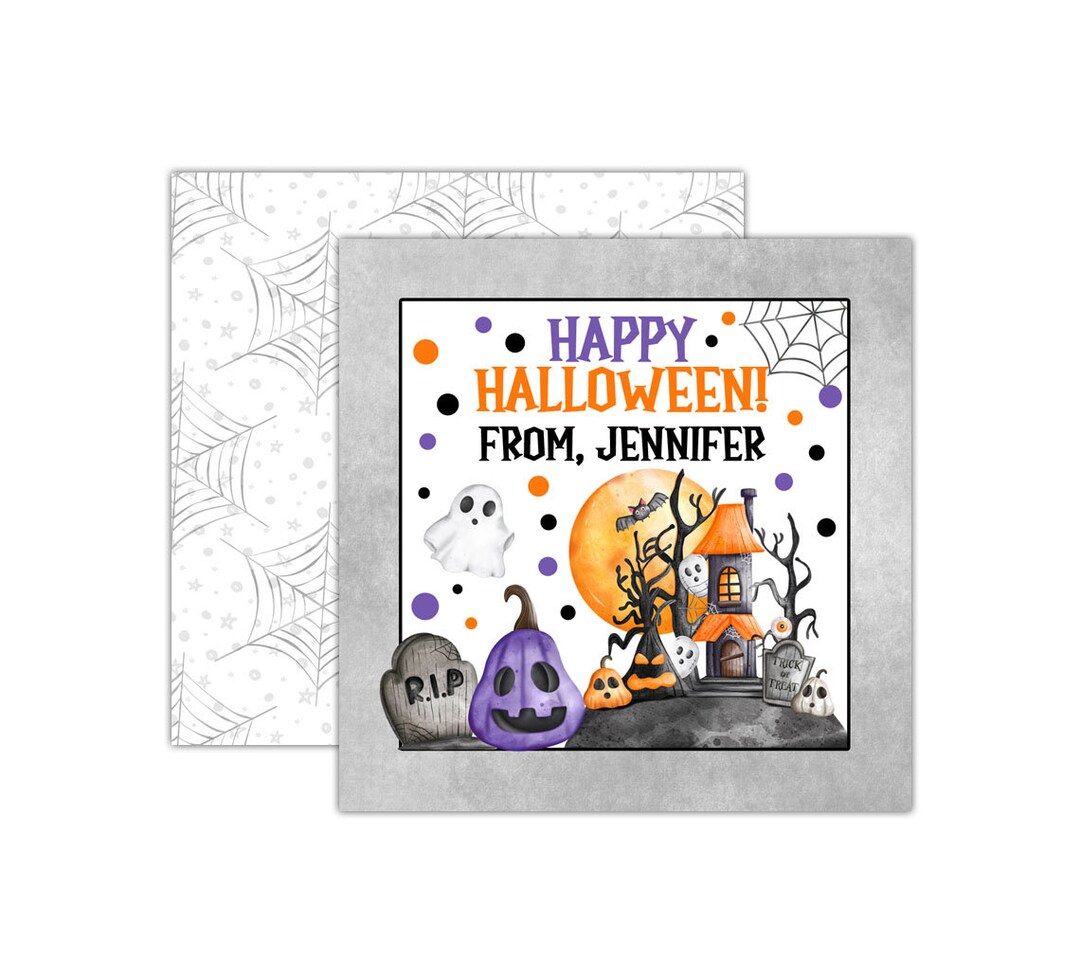 Personalized Halloween Haunted House Tags, Halloween Favor Tags ...