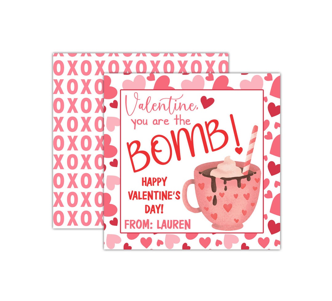 Personalized Valentine's Day Tags, Cocoa Valentine Cards, Cocoa ...