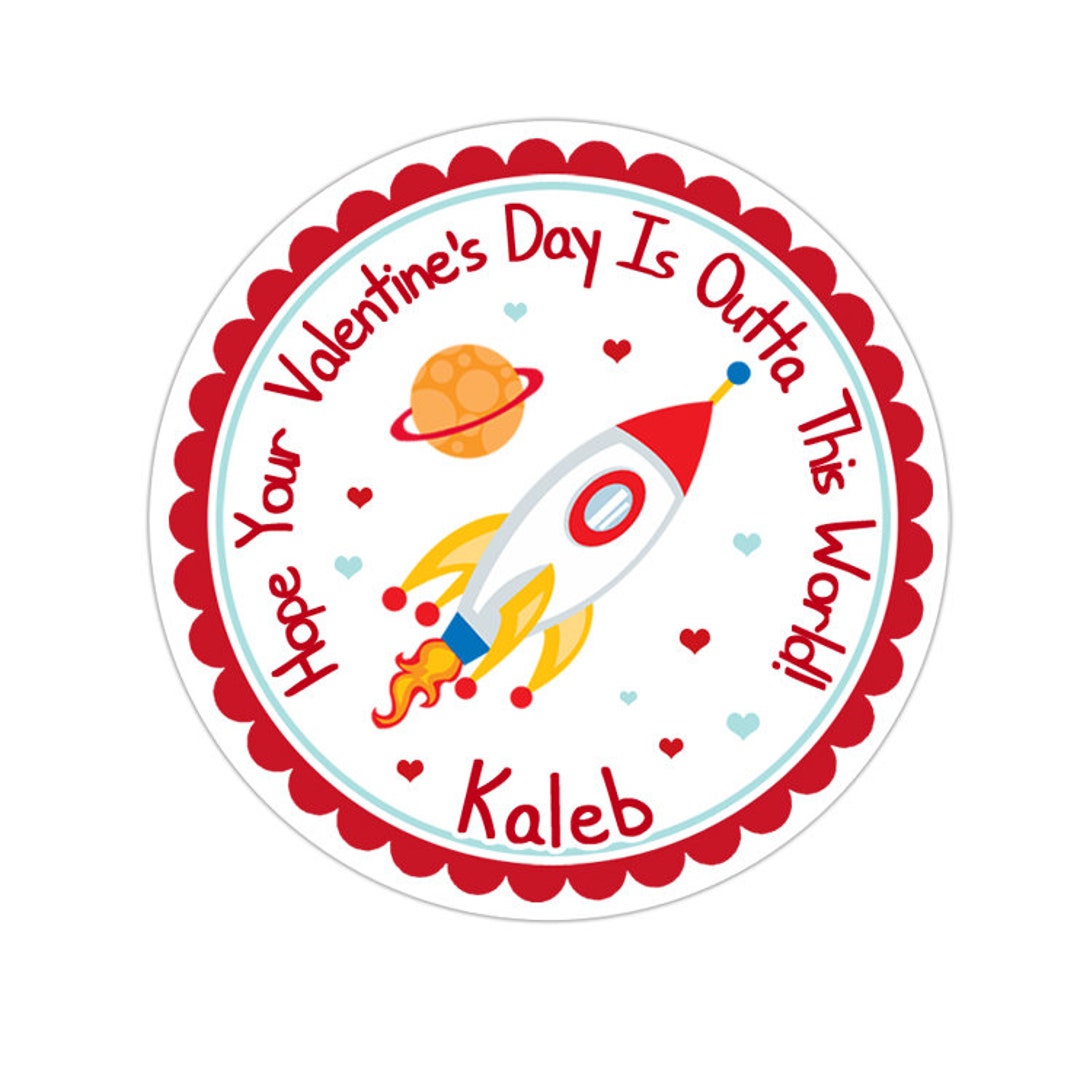 Valentines Day Stickers, Personalized Rocket Valentines Stickers ...