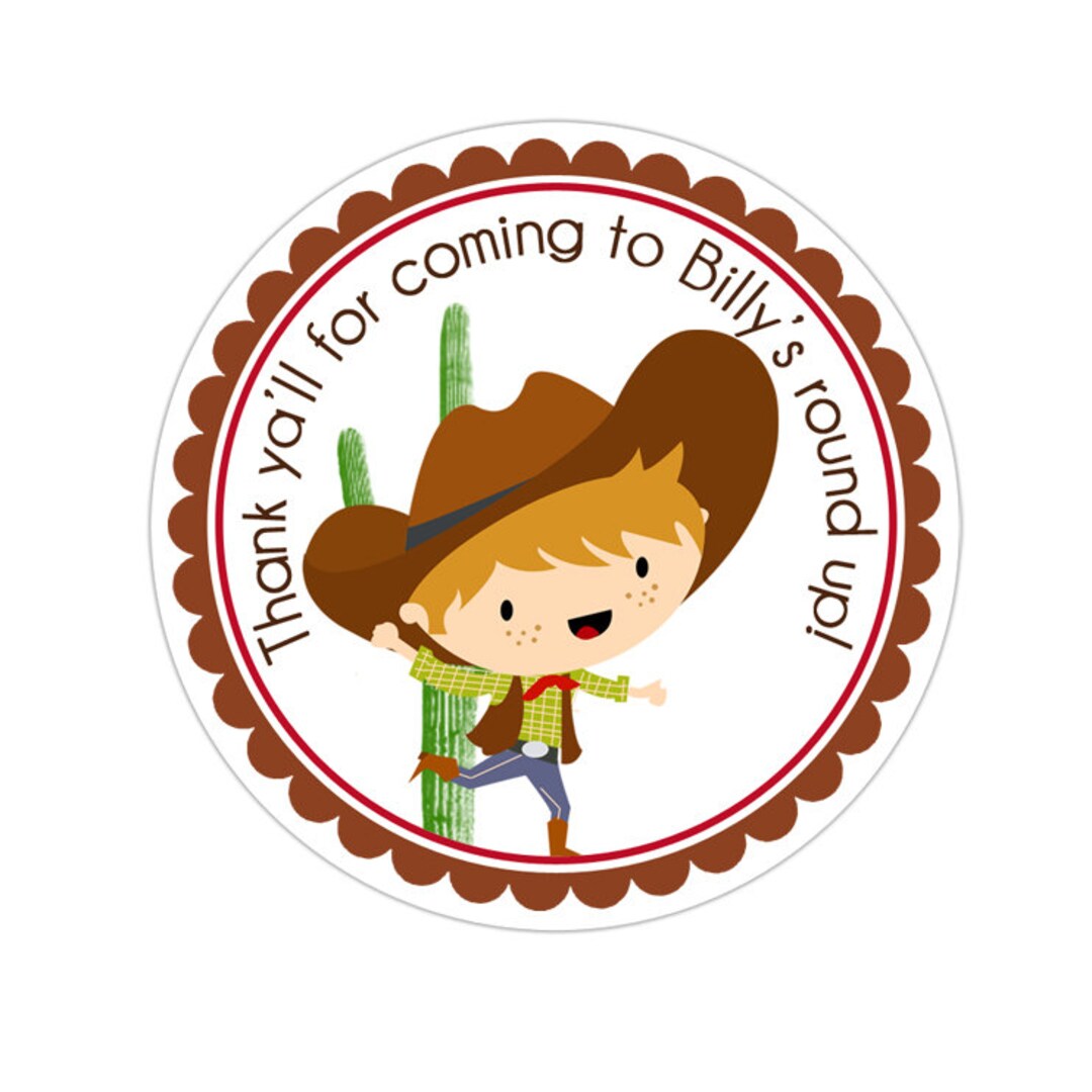 Rodeo Cowboy Stickers, Cowboy Birthday Party, Western Party Stickers ...