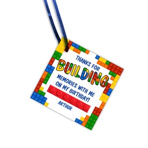 Personalized Building Blocks Tags, Building Blocks Favor Tags, Building ...