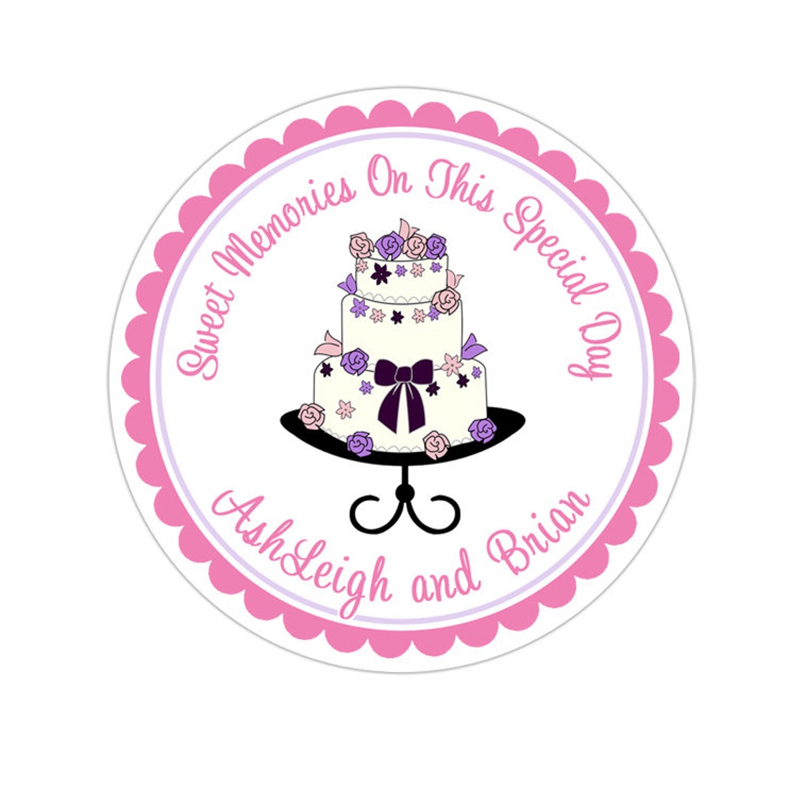 Wedding Cake Personalized Wedding Favor Stickers, Thank You Wedding ...