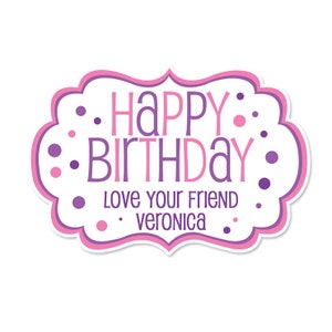 Personalized Happy Birthday Gift Stickers, Fancy Frame Shaped Labels ...