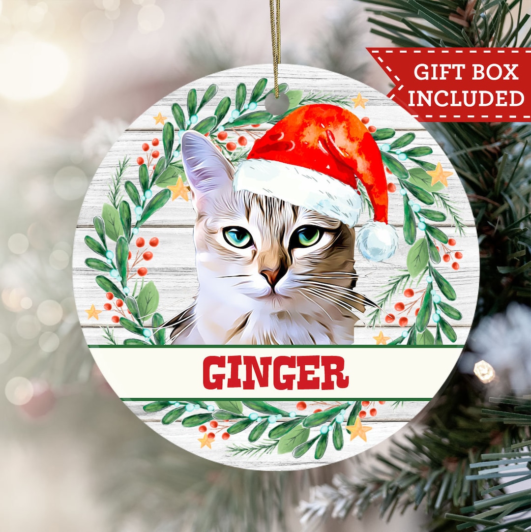 Custom Cat Ornament, Custom Cat Christmas Ornament, Personalized Cat ...