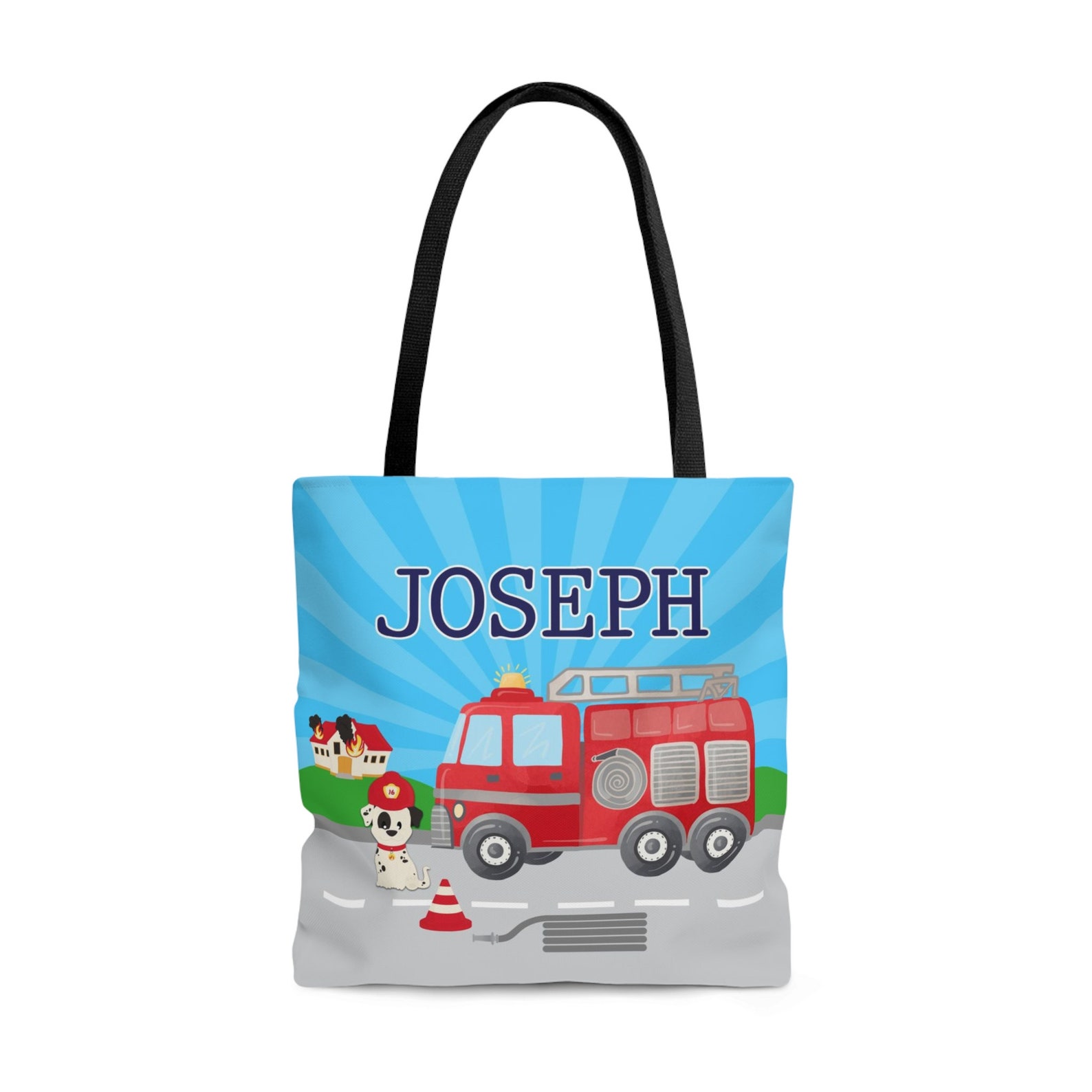 Personalized Fire Truck Tote Bag, Fire Truck Tote Bag, Fire Truck Toy ...