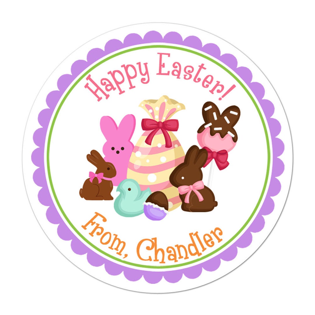 Happy Easter Stickers, Personalized Easter Stickers, Easter Labels ...