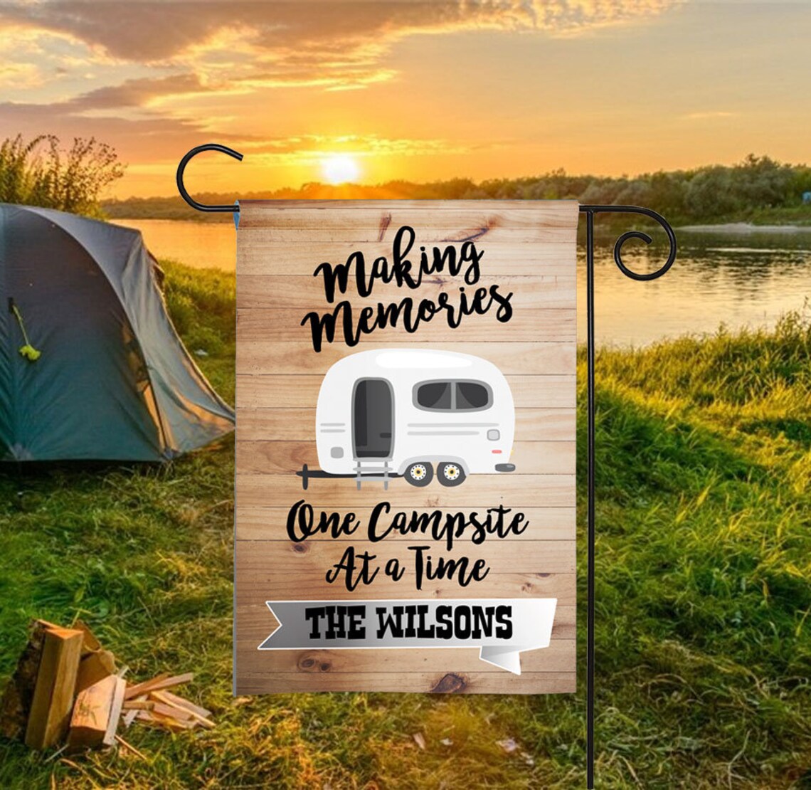 Personalized Camping Flag Rustic Camper Flag Rustic Camping - Etsy