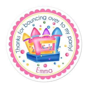 Girls Pink Pastel Bounce House Stickers, Bounce House Birthday Party ...