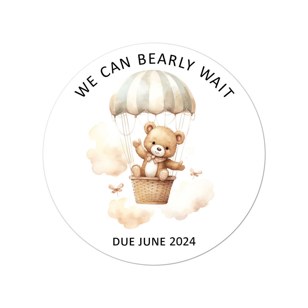 Baby Shower Favor Stickers, We Can Bearly Wait Teddy Bear Labels, Baby ...