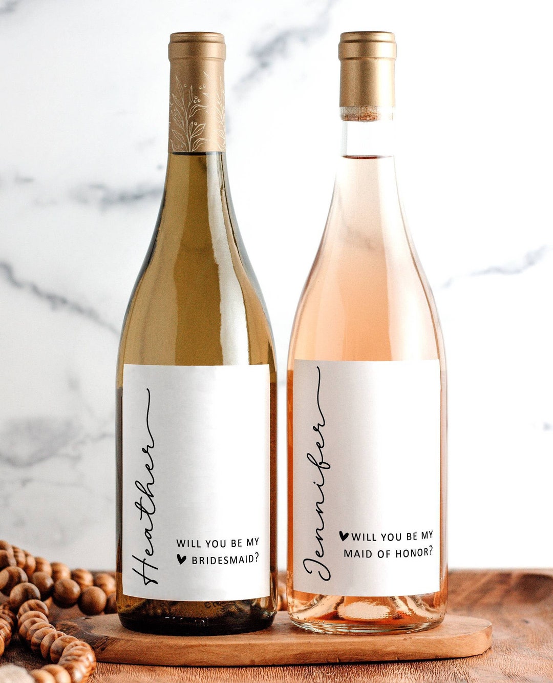 Bridesmaid Maid of Honor Proposal Wine Label, Minimalist Wine Bottle ...