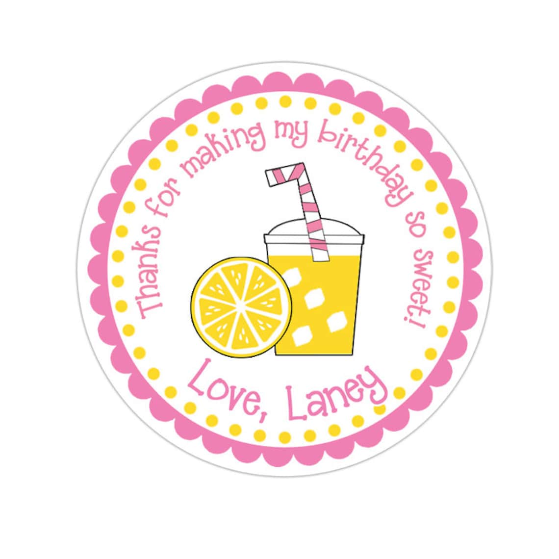 Pink Lemonade Stickers Summer Birthday Party Lemonade Party - Etsy