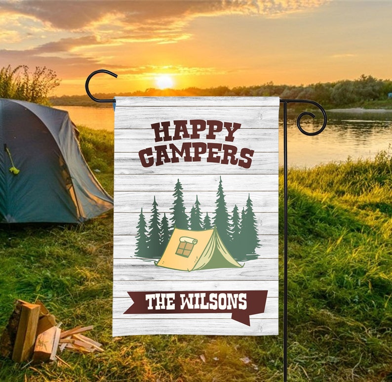 Personalized Camping Tent Flag Rustic Camper Flag Rustic - Etsy