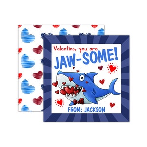 Personalized Valentines Day Tags, Shark Valentine Cards, Shark ...