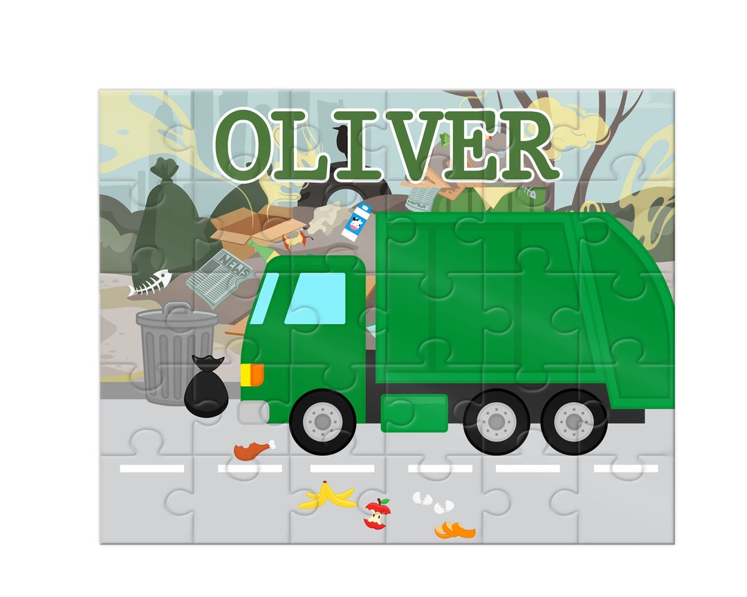 Personalized Garbage Truck Puzzle, Garbage Truck Jigsaw Puzzle, Garbage ...