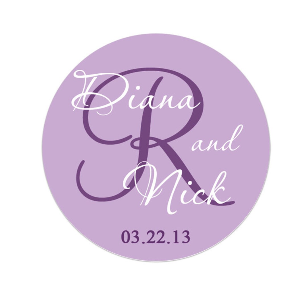 Wedding Monogram Personalized Wedding Favor Stickers, Thank You Wedding ...