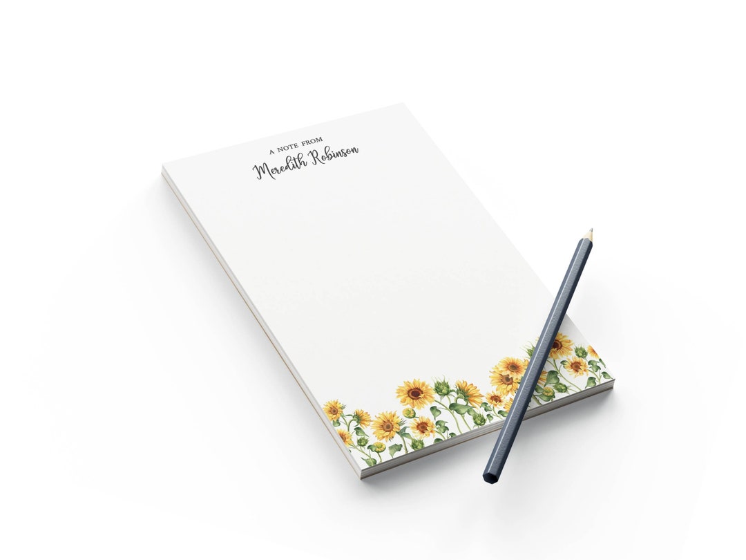 Personalized Notepad, Sunflower Notepad, Custom Notepad, Professional ...