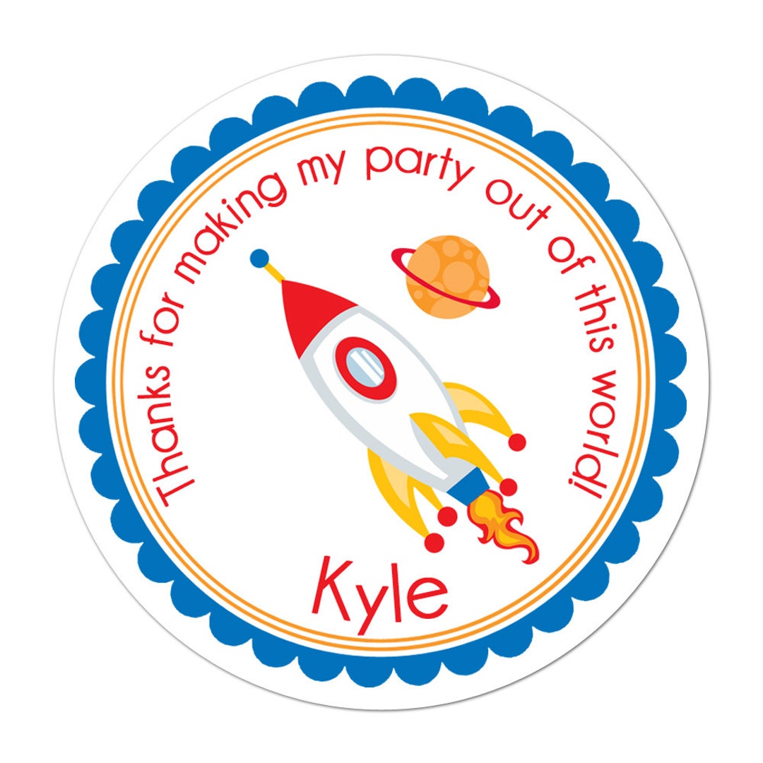 Rocket Stickers, Space Birthday Party, Rocket Party Stickers ...