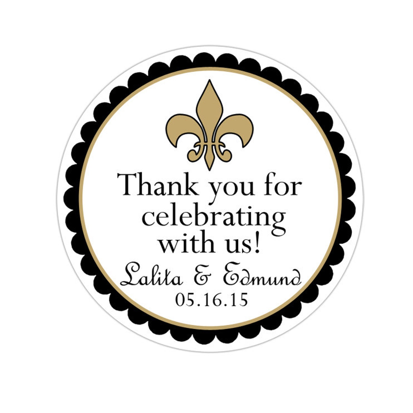 Wedding Favor Stickers, Thank You Wedding Stickers, Personalized ...