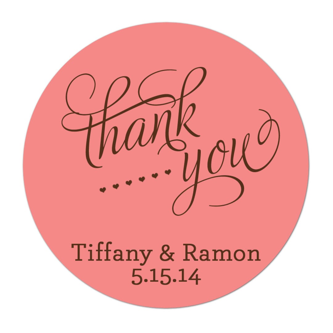 Classic Thank You Personalized Wedding Favor Stickers, Thank You ...