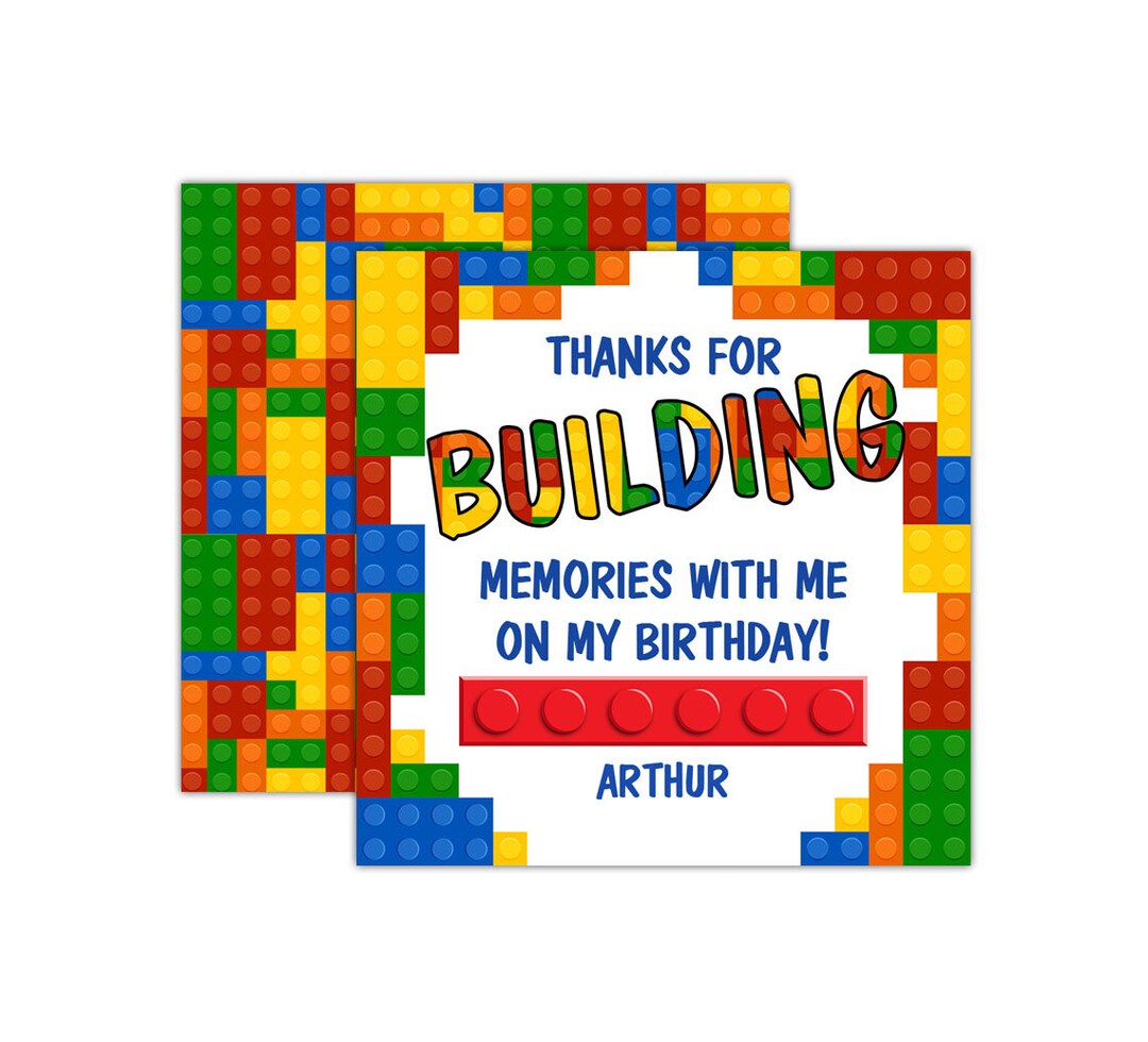 Personalized Building Blocks Tags, Building Blocks Favor Tags, Building ...