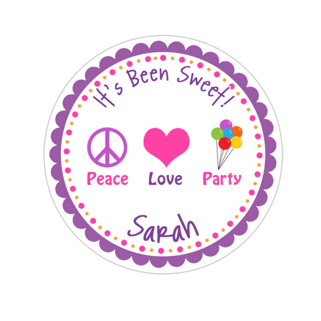 Peace Sign Stickers, 70s Birthday Party, Hippie Party Stickers ...
