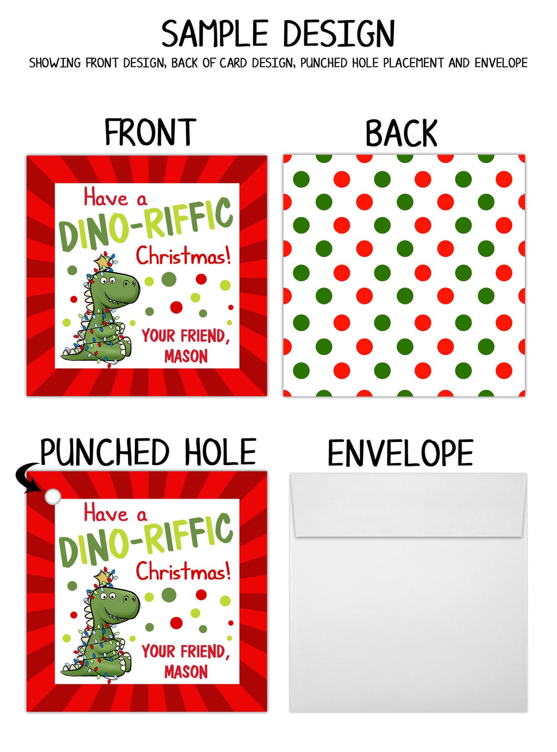 Personalized Christmas Gift Tags, Holiday Gift Tags, Dinosaur Gift Tags ...