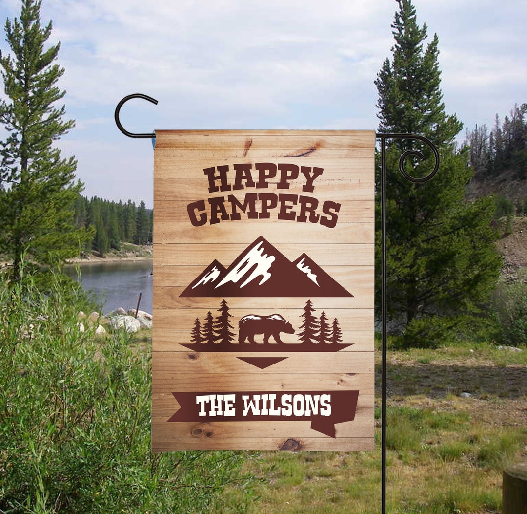 Personalized Camping Flag, Rustic Camper Flag, Rustic Camping Flag ...