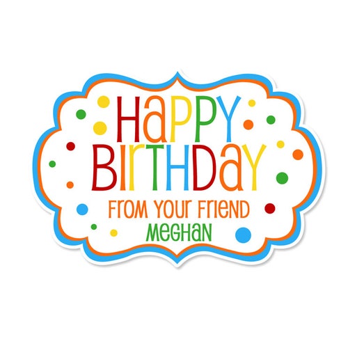 Personalized Happy Birthday Gift Stickers Fancy Frame Shaped - Etsy