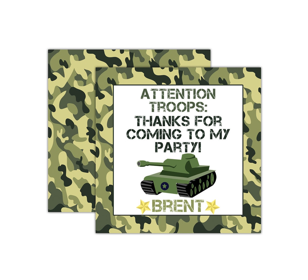 Personalized Army Tank Favor Tags, Army Thank You Tags, Military ...