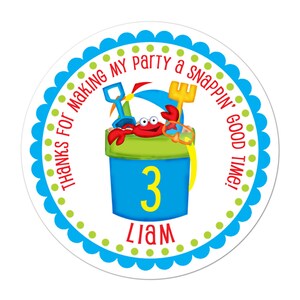Beach Toy Pail Stickers, Beach Birthday Party, Summer Party Stickers ...