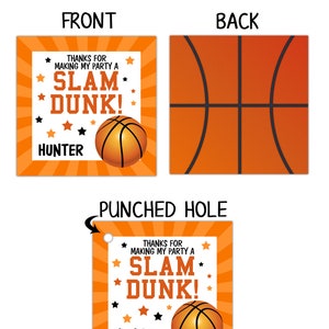 Personalized Basketball Favor Tags, Basketball Thank You Tags ...