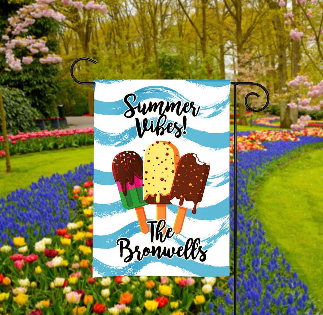 Personalized Summer Garden Flag, Popsicle Garden Flag, Yard Flag ...