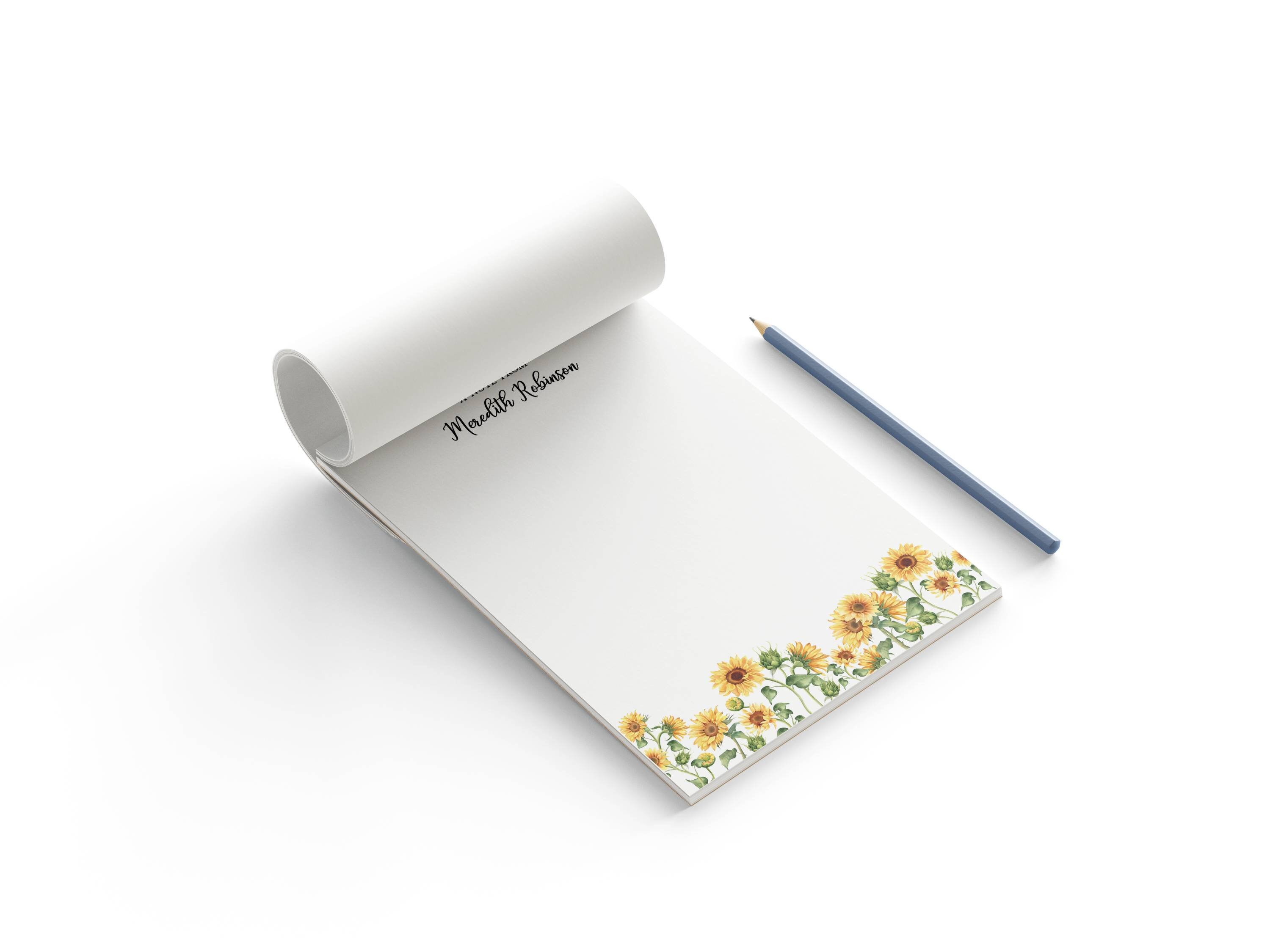 Personalized Notepad, Sunflower Notepad, Custom Notepad, Professional ...