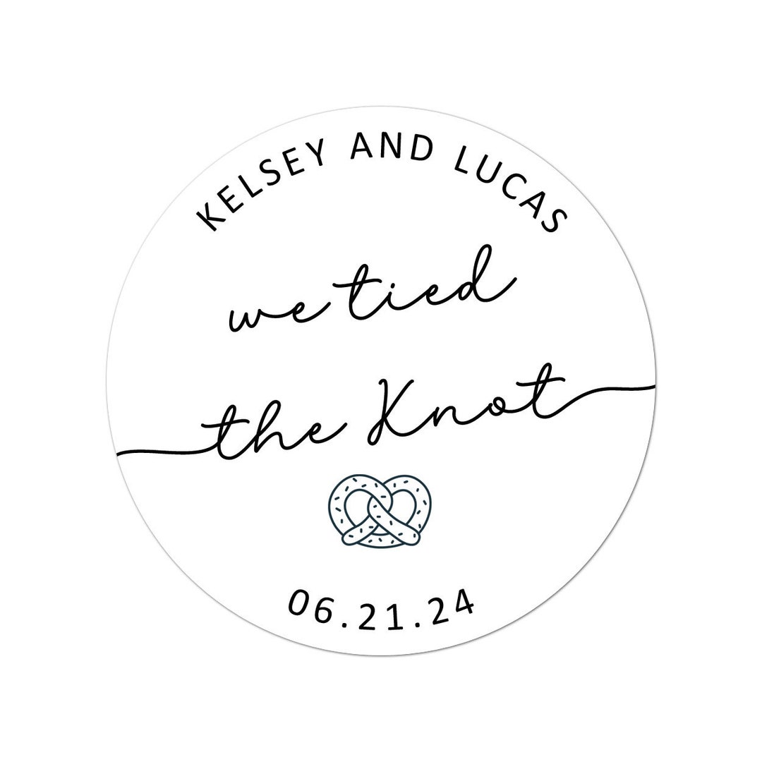 We Tied the Knot Labels, Tied the Knot Stickers, Pretzel Favor Labels ...