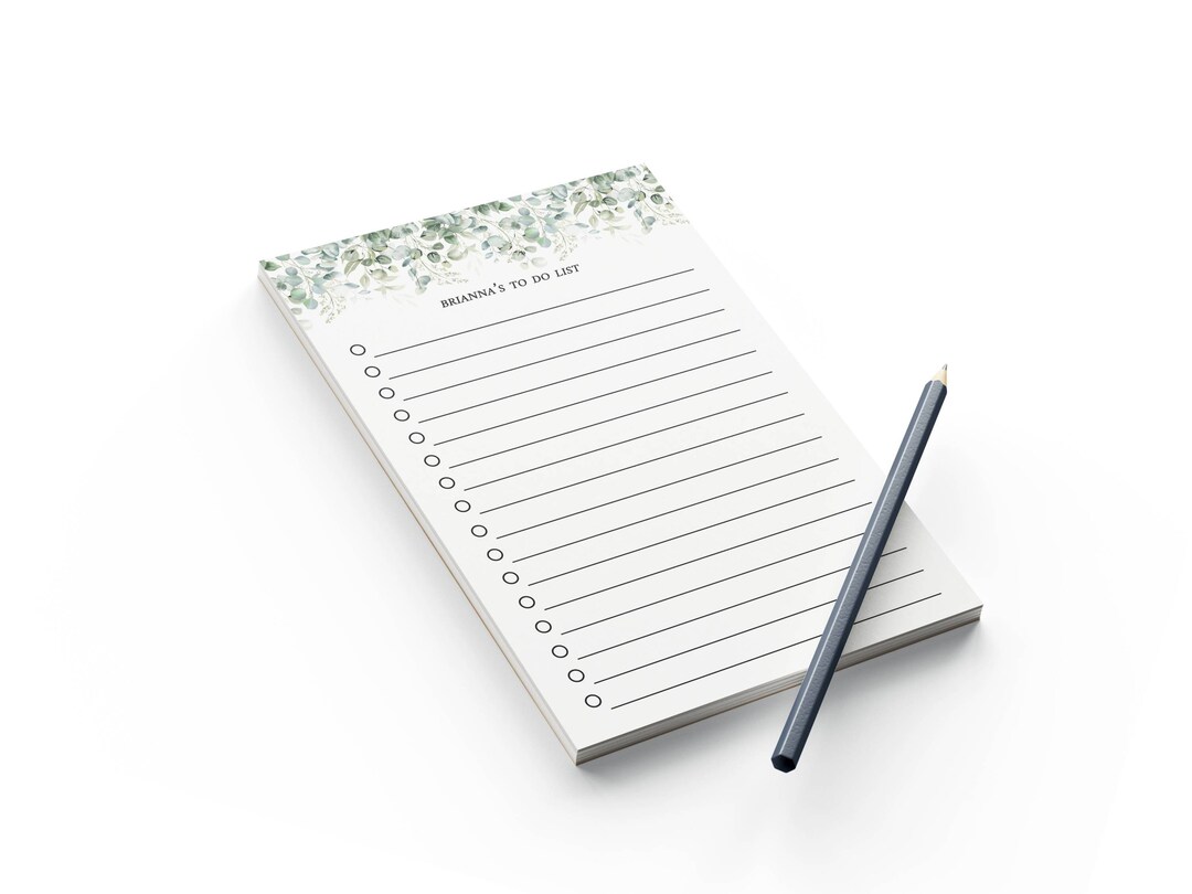 Personalized to Do List Notepad, Greenery Notepad, Custom to Do List ...