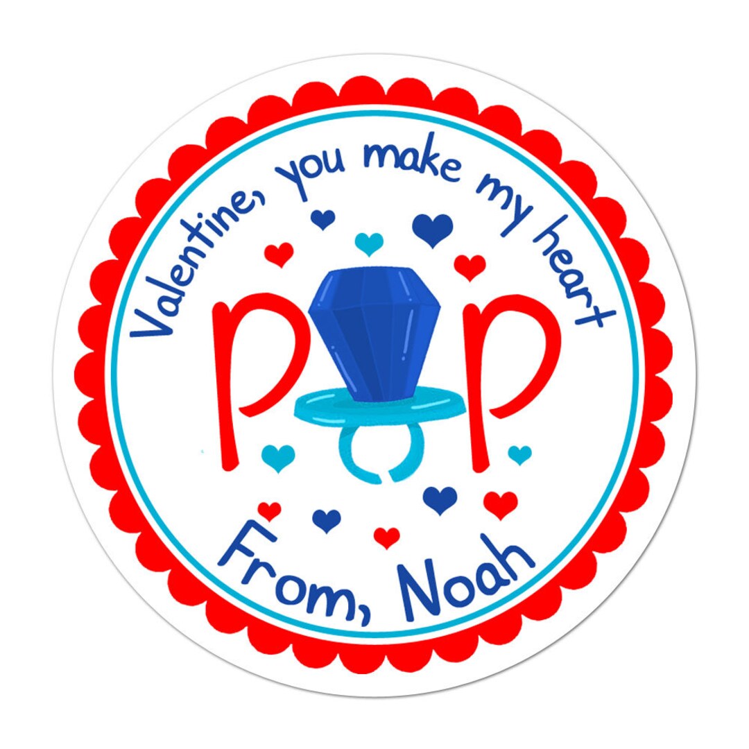 Valentines Day Stickers, Personalized Ring Pop Valentines Stickers ...