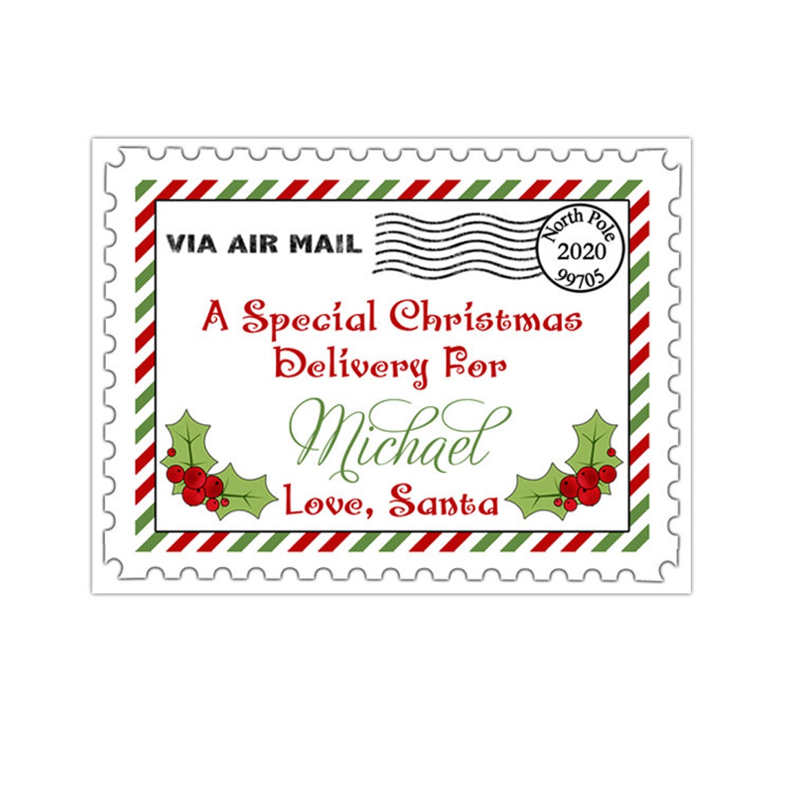 Personalized North Pole Postage Stamp Christmas Stickers | Etsy