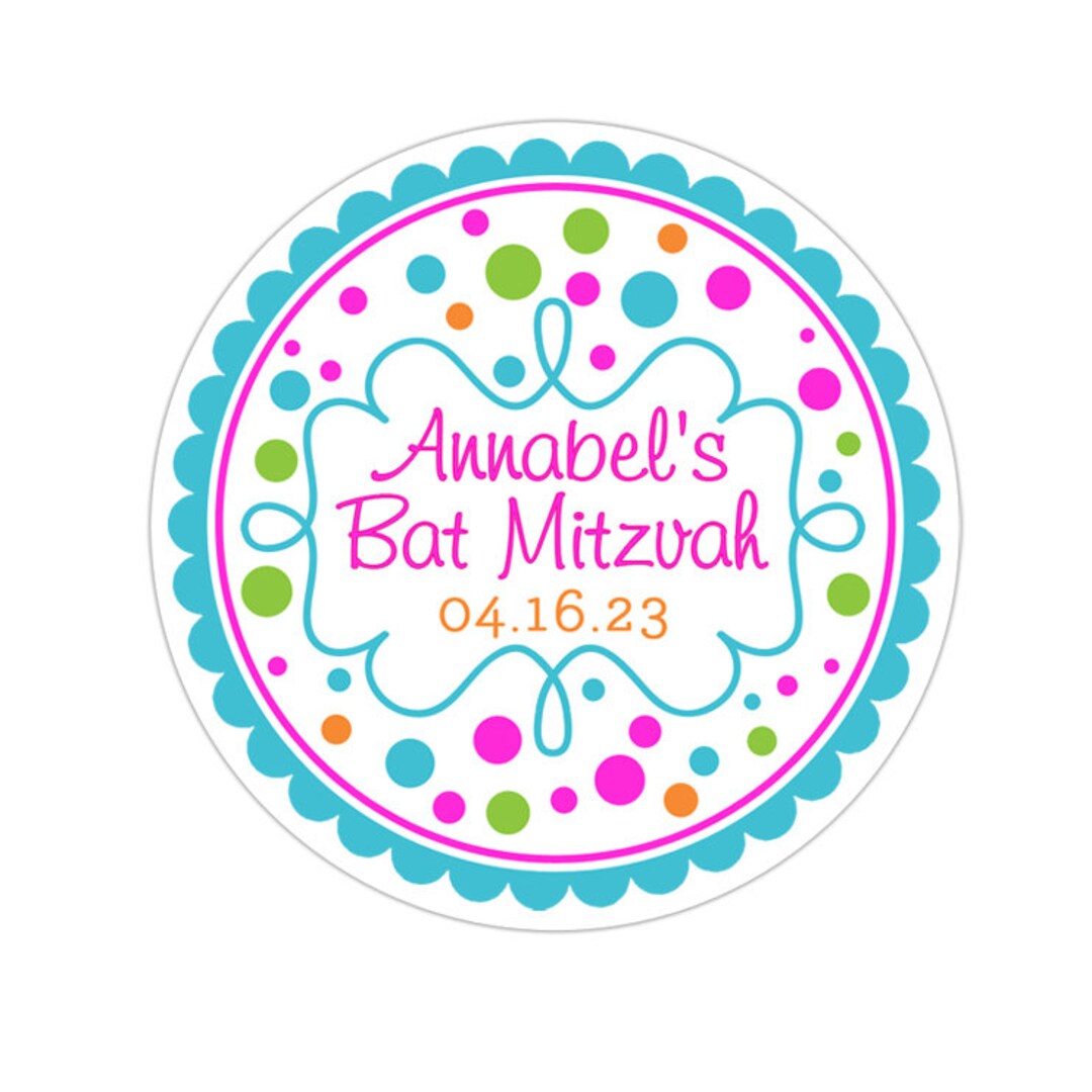Bat Mitzvah Stickers, Bat Mitzvah Labels, Personalized Bat Mitzvah ...