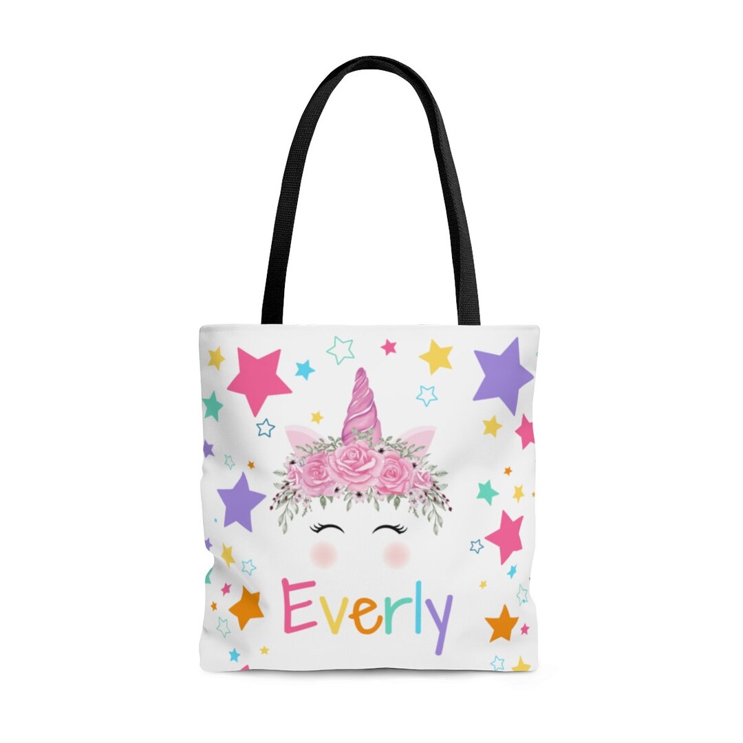 Personalized Unicorn Face Tote Bag, Kids Tote Bag, Tote Bag, Library ...